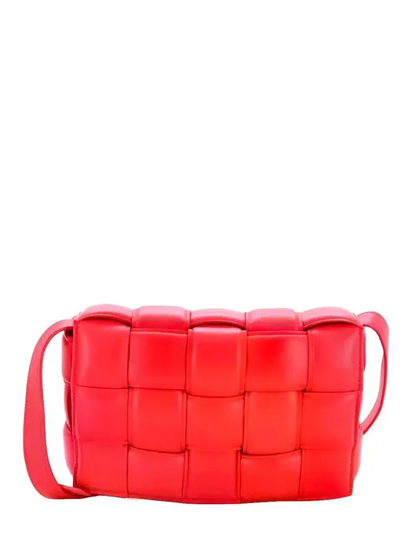 Bottega Veneta Cassette Padded Maxi Intrecciato Leather Crossbody Bag - Red