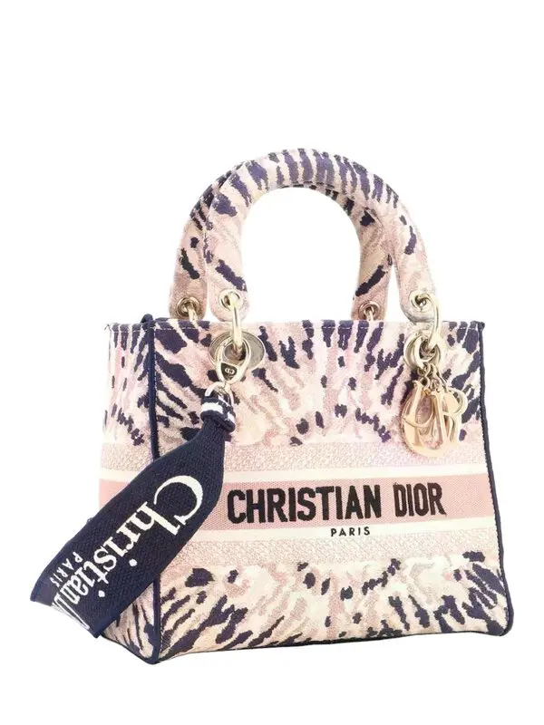 Dior Lady D-lite Embroidered Canvas Satchel Medium - Multicolour