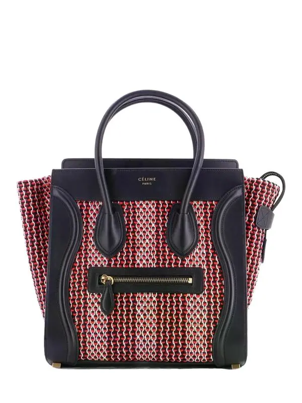 Celine Luggage Tweed Micro Tote Bag - Black