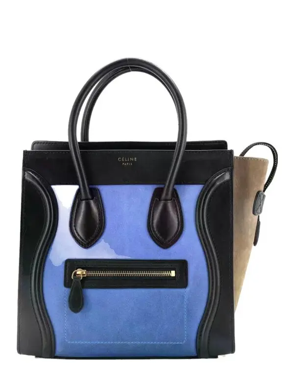 Celine Bicolor Luggage Micro Tote Bag - Black