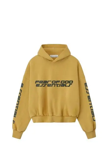 Fear Of God Essentials Cropped Relaxed Hoodie - Canyon