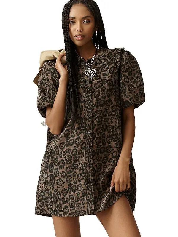 Glamorous Printed Buttondown Shirt Dress - Neutral Pattern