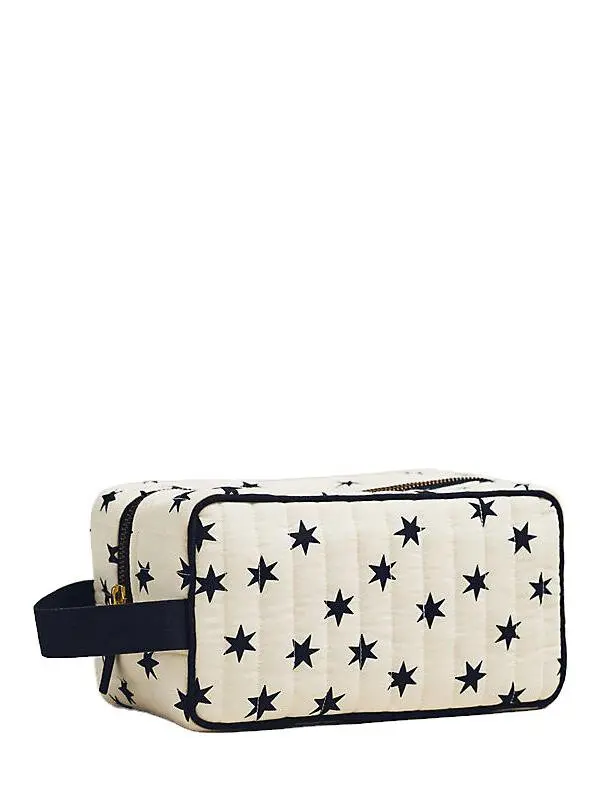 Maeve Patterned Puffy Cosmetic Bag - Black & White Star