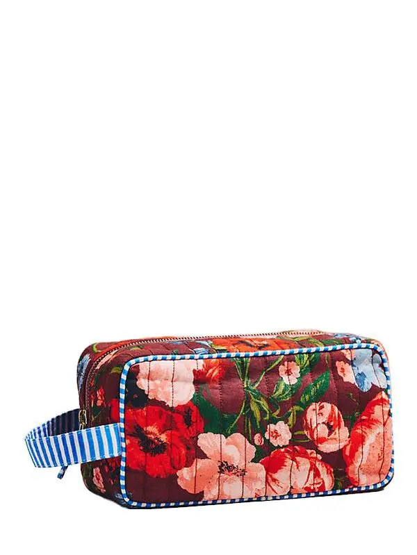 Maeve Patterned Puffy Cosmetic Bag - Maroon Floral