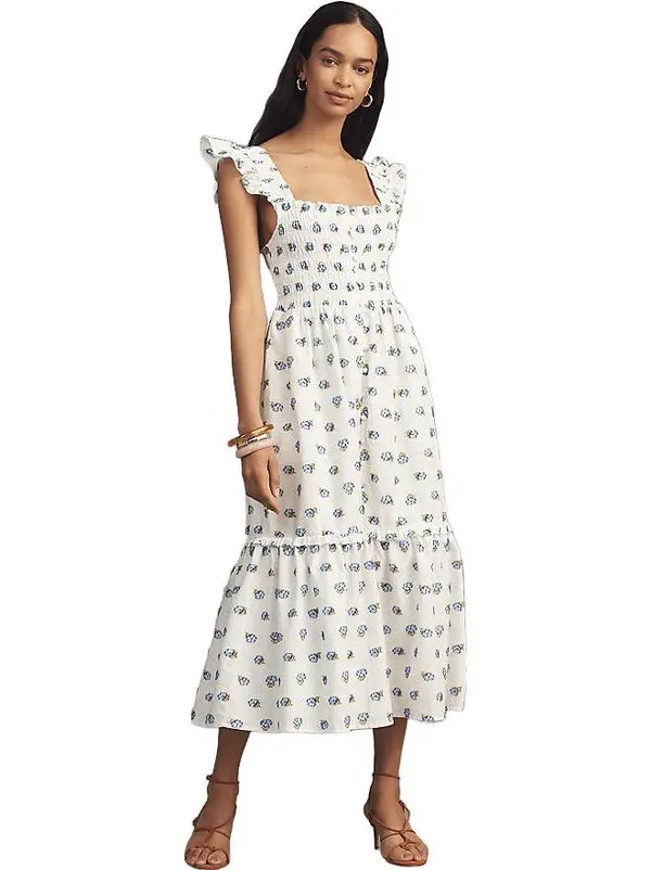 Anthropologie Peregre Midi Dress - Chalk White Floral