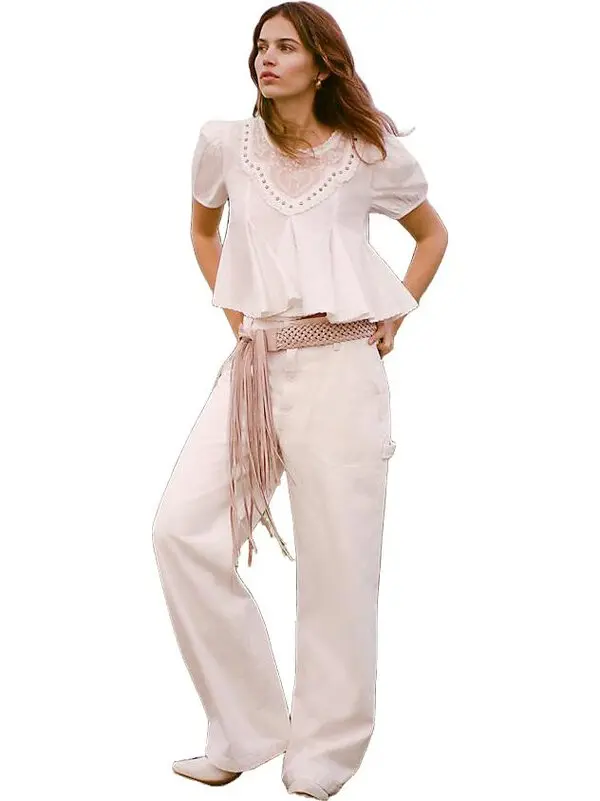 MOTHER High-rise Wide-leg Jeans - Natural Clean