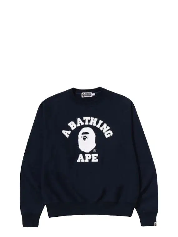 BAPE Classic College Crewneck Sweatshirt - Navy Blue