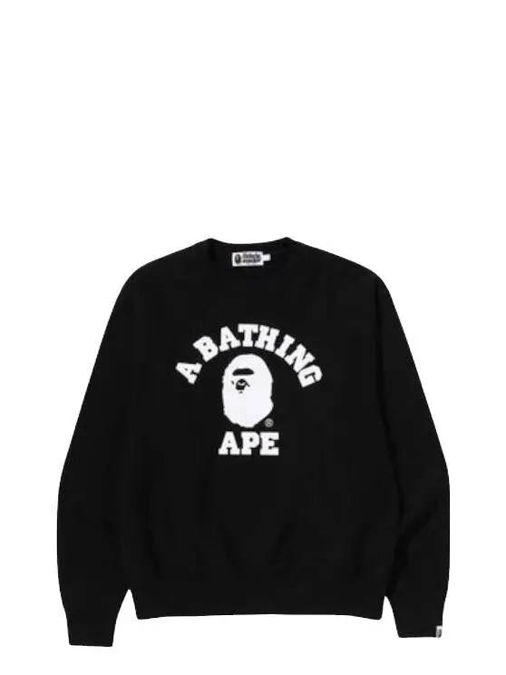 BAPE Classic College Crewneck Sweatshirt - Black