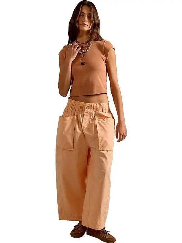 Free People Costa Straight Harem Pants - Pale Peach