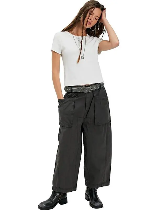 Free People Costa Straight Harem Pants - Washed Black