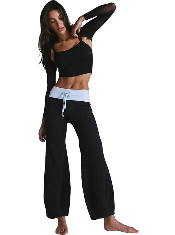 Free People Quick Step Colorblock Bubble Pants - Black And Arctic Snow