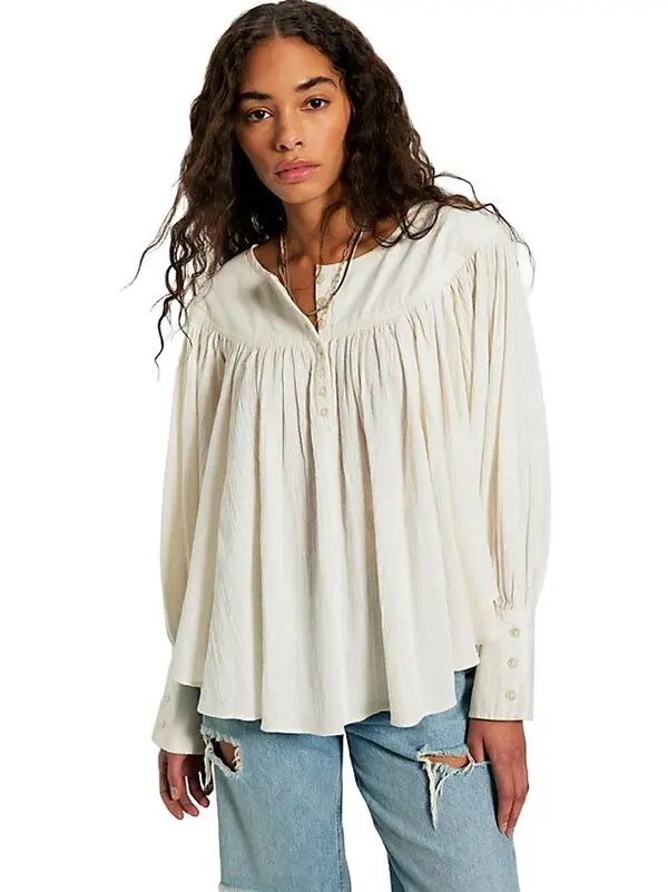 Free People Malibu Crinkle Top - Whisper White