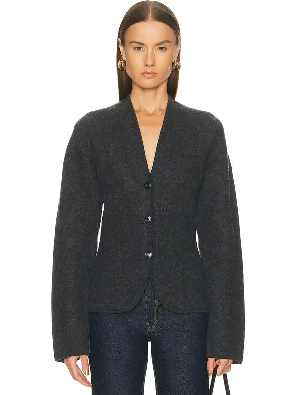EAVES Coralai Structured Knit Blazer - Charcoal