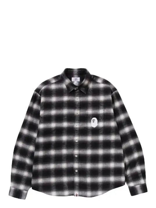 A BATHING APE Block Check Relaxed Fit Shirt - Gray