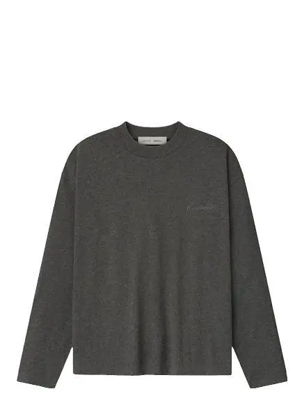 Fear Of God Essentials Embroidered Classic Fit Long Sleeve Shirt - Charcoal Heather