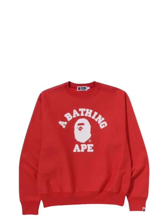 BAPE Classic College Crewneck Sweatshirt - Red