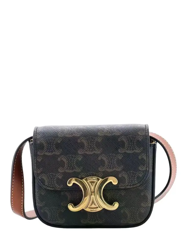 Celine Triomphe Coated Canvas Mini Shoulder Bag - Brown