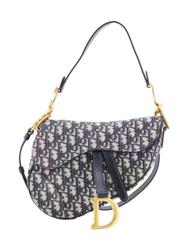 Dior Saddle Oblique Canvas Medium Shoulder Bag - Blue