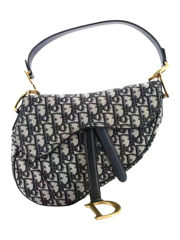 Dior Saddle Oblique Canvas Medium Shoulder Bag - Blue