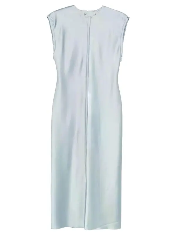 AMI Paris Frayed Midi Dress - Blue