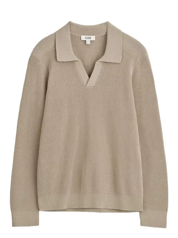 Cos Cotton Polo Sweater - Beige