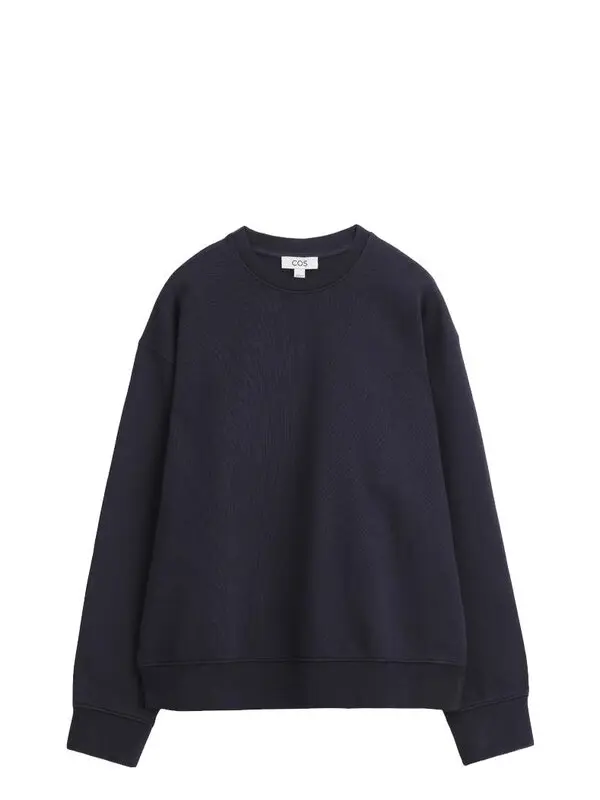 Cos Washed Organic Cotton Sweatshirt - Navy