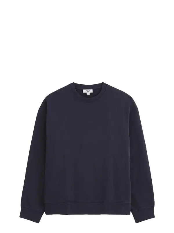 Cos Washed Organic Cotton Sweatshirt - Navy