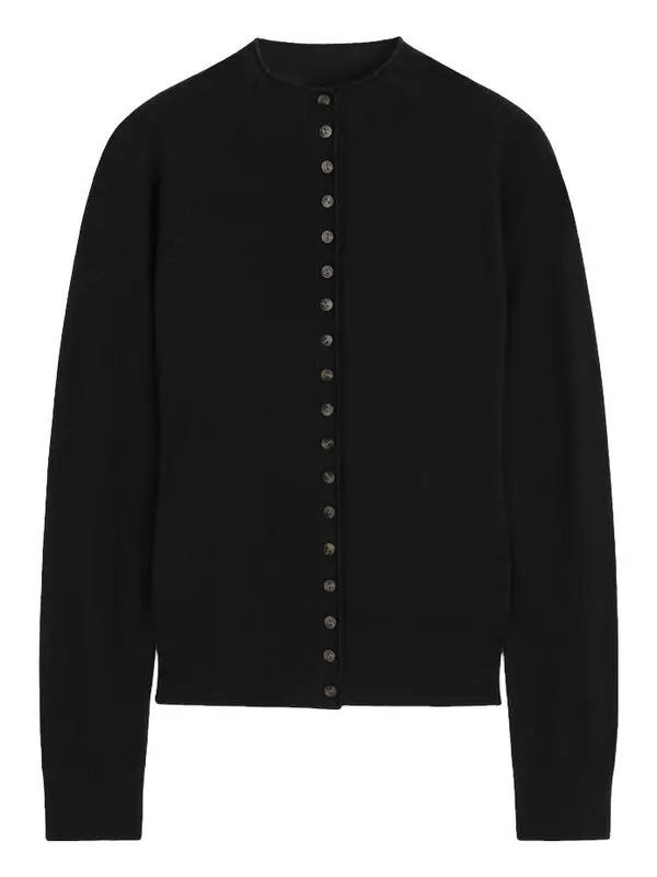 Cos Merino Wool Mock-neck Cardigan - Black