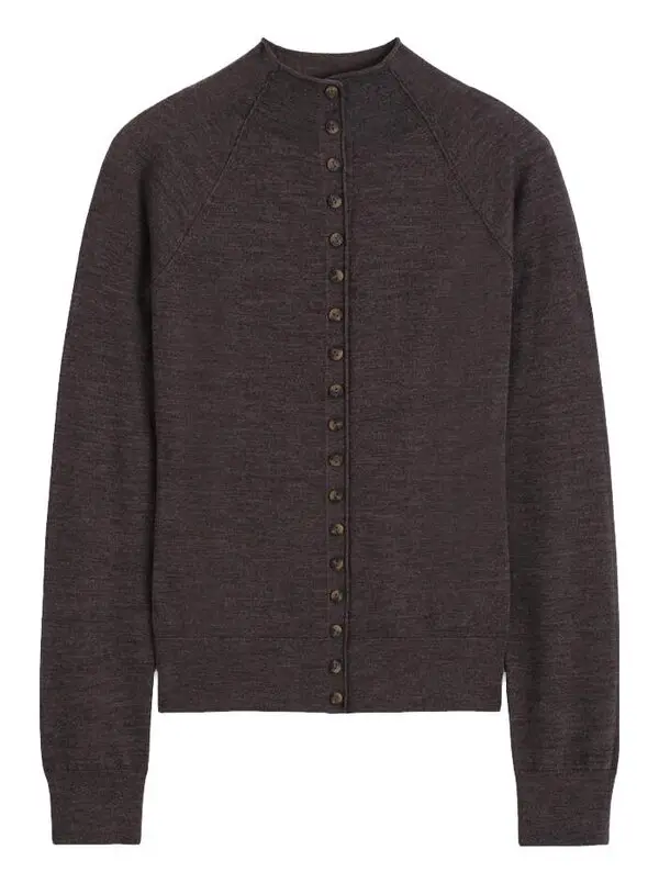 Cos Merino Wool Mock-neck Cardigan - Brown