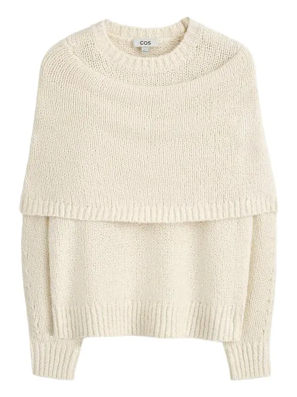 Cos Layered Shawl Merino-cashmere Sweater - White