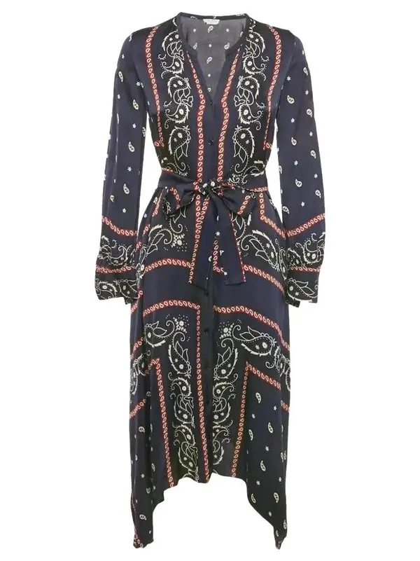 Sandro Buttoned Belted Midi Dress - Blue