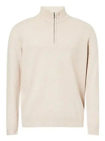 ARNE High-neck Half-zip Knitted Jumper - Stone