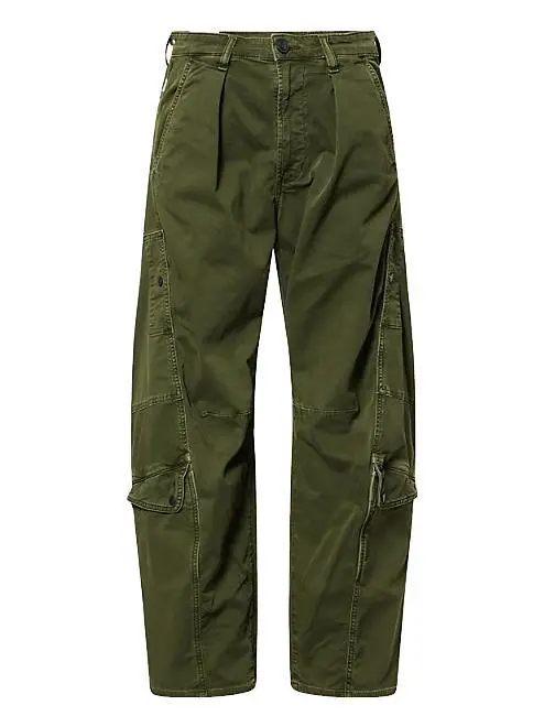 Citizens Of Humanity Flight Barrel-leg Stretch-cotton Trousers - Dogwood (dk Green)