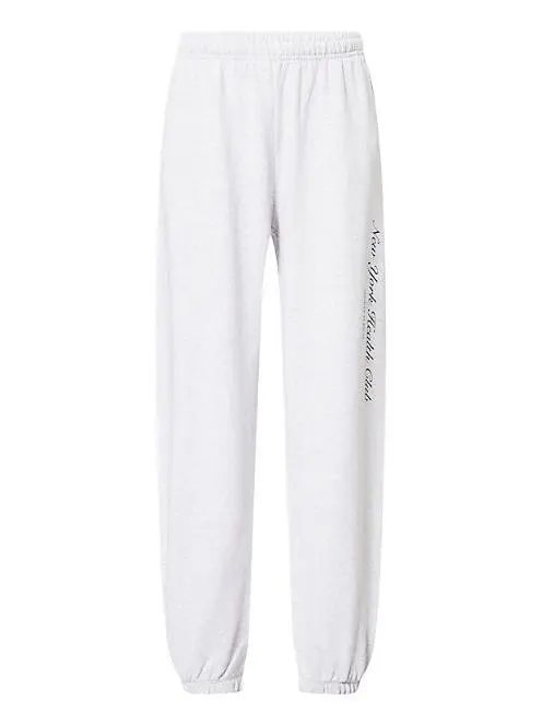 SPORTY & RICH Health Club Logo Cotton Jogging Bottoms - Heather Gray