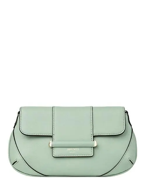 JIMMY CHOO Leather Shoulder Bag With Chain - Verde/shiny Gold