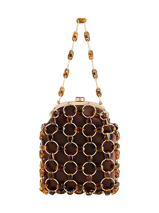 Cult Gaia Brielle Bead-embellished Clutch - Caramel Tortoise