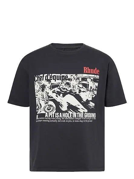 Rhude Grand Prix Printed Cotton T-shirt - Vintage Black