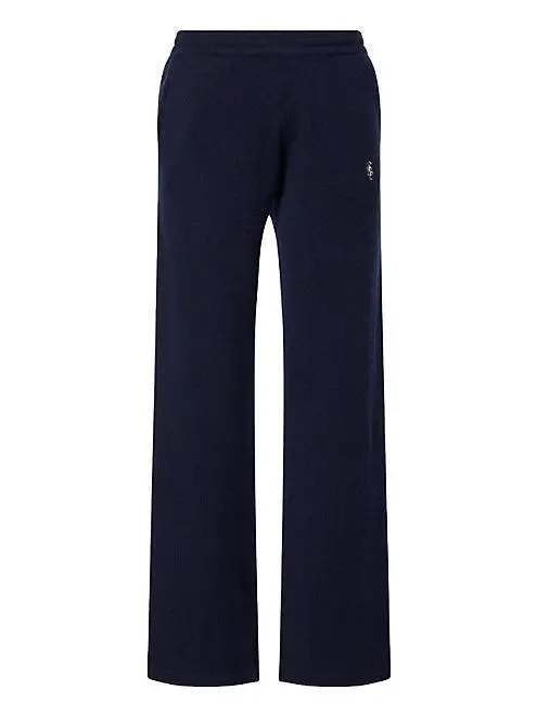 SPORTY & RICH Embroidered Logo Cashmere-and-wool Jogging Bottoms - Dark Navy