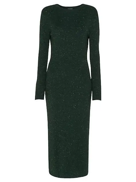 Whistles Sparkle-knit Midi Dress - Dark Green