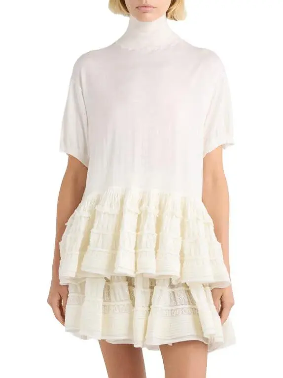Alaïa Wool Blend Crinoline Sweater - Blanc