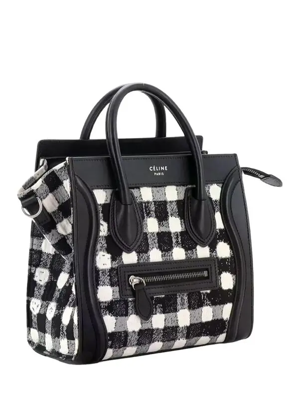 Celine Luggage Tweed Nano Tote Bag - Black