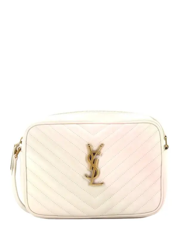 Saint Laurent Lou Camera Bag Matelasse Chevron Leather Small - Neutrals