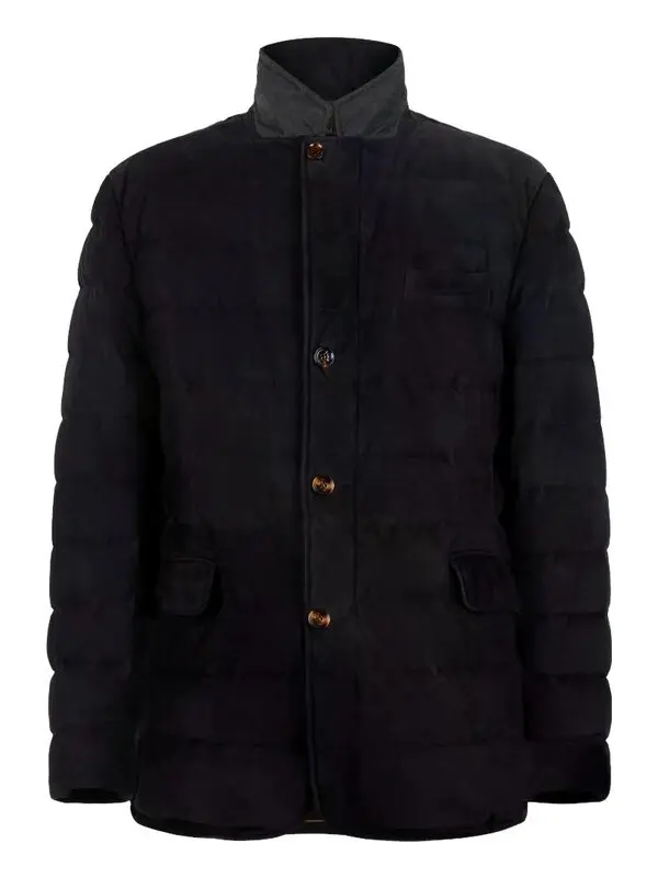 MOORER Quilted Collar Jacket - Blue