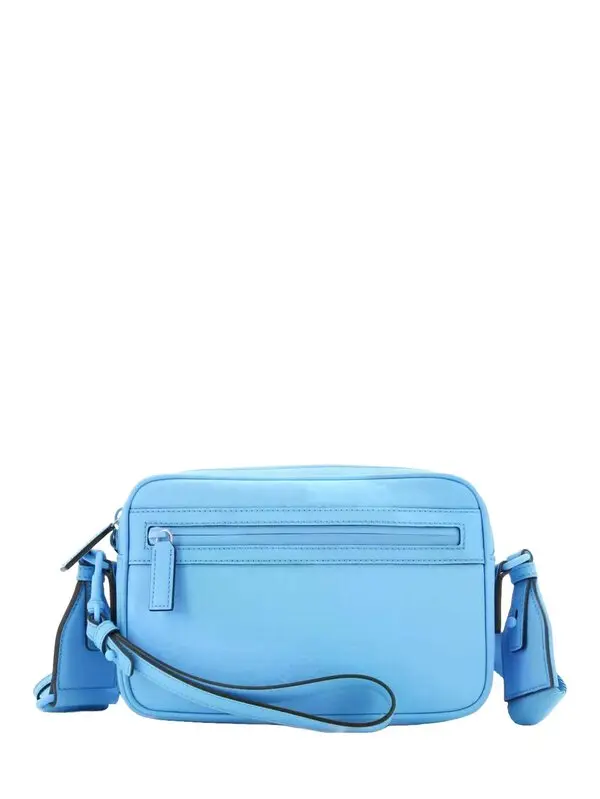Gucci Front Zip Gg Rubber Effect Leather Small Crossbody Bag - Blue