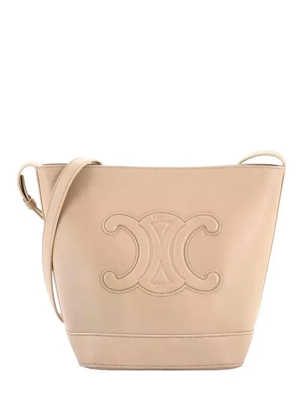 Celine Cuir Triomphe Leather Small Bucket Bag - Neutrals