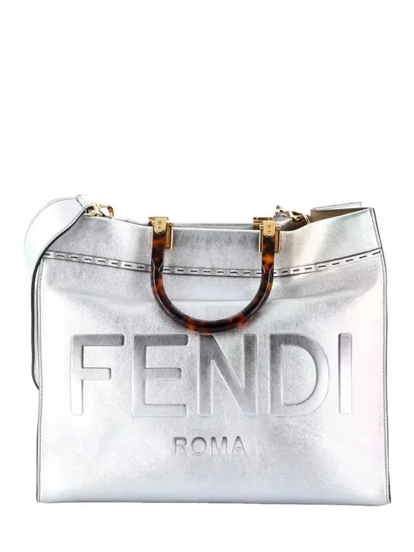 Fendi Sunshine Shopper Leather Medium Tote Bag - Metallic