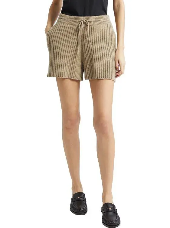 Burberry Rib Wool And Cashmere Shorts - Light Brown Melange