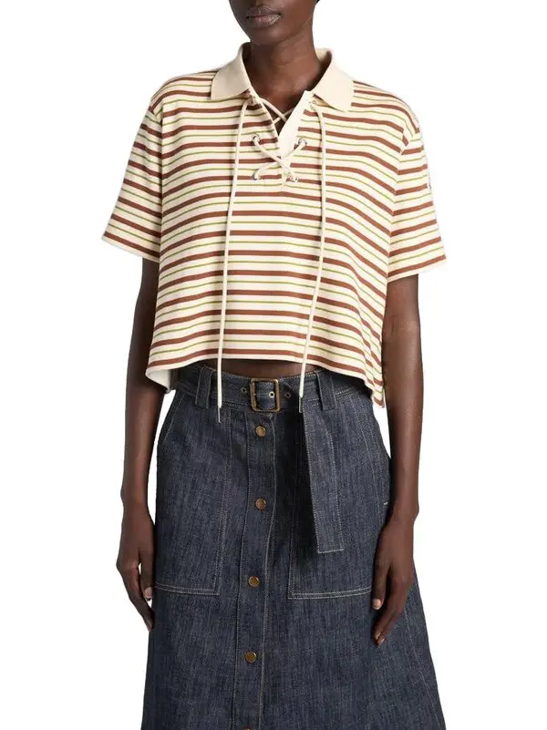 Moncler Stripe Cotton Polo - Neutral