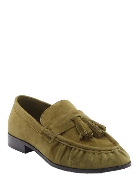 Jeffrey Campbell Articulate Kiltie Loafer - Olive Suede