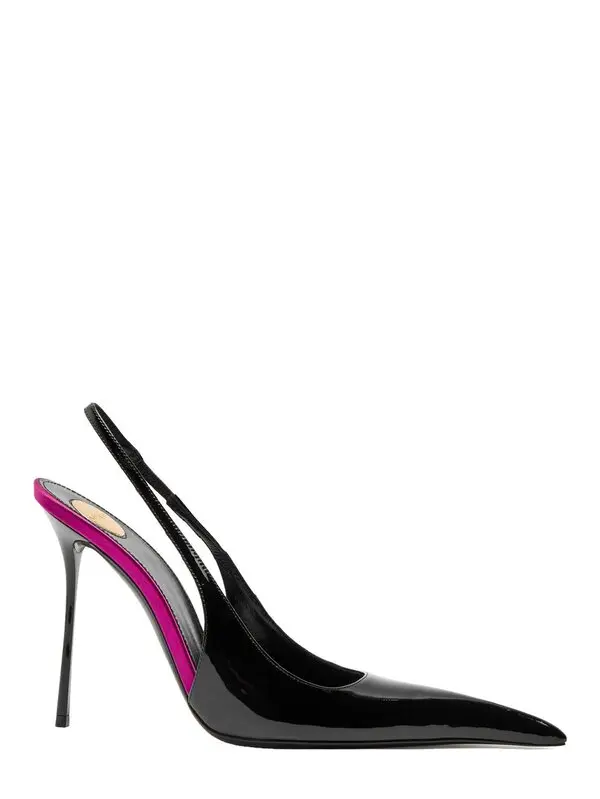 Saint Laurent Amalia 110 Patent Leather Slingback Pumps - Black